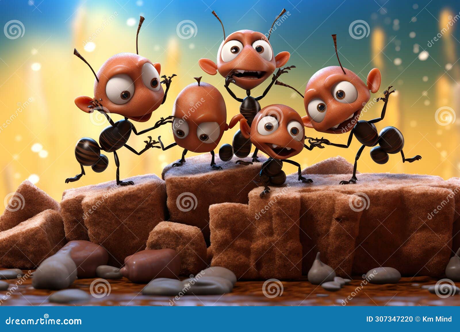Animated Ant Characters Performing Teamwork. Generative AI Stock ...