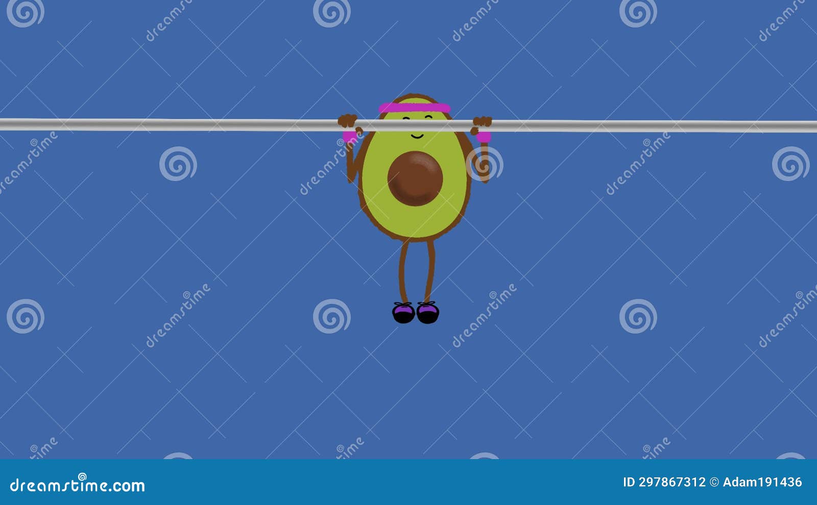 Animated Avocado Performing Pull-ups, Blue Screen Stock Footage - Video ...