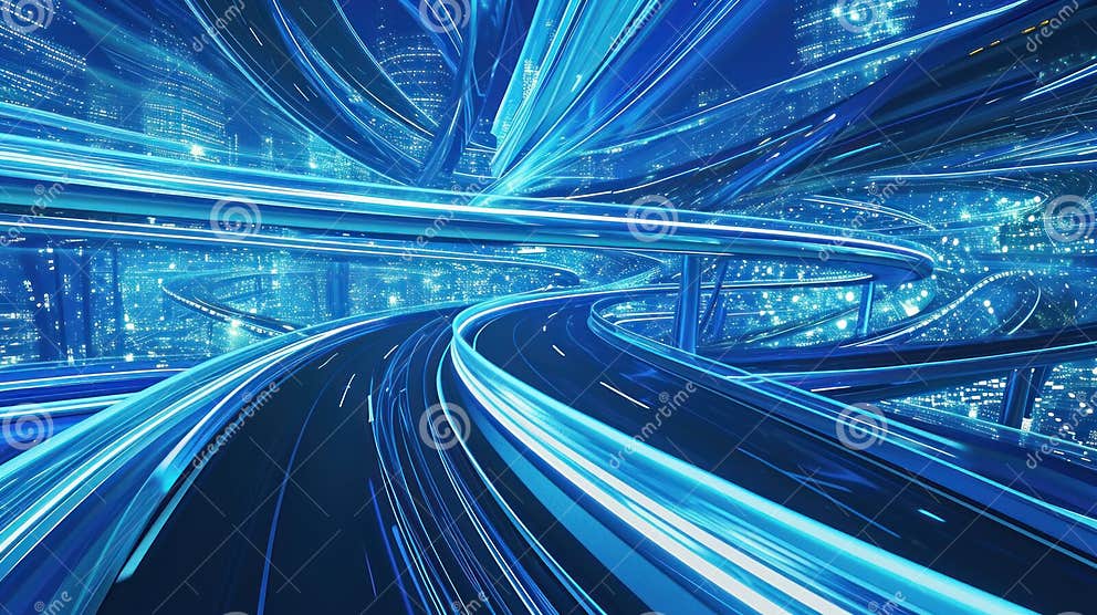 An Animated Background of a Blue Highway in Motion Stock Image - Image ...
