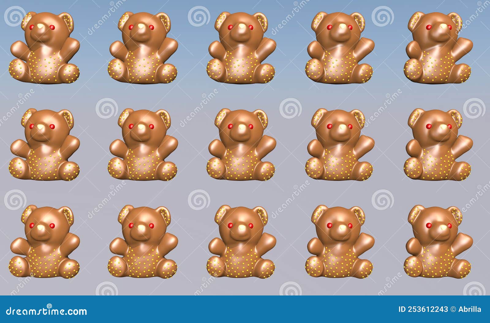 Animated Background of Festive Chocolate Bears. 3D Rendering Stock ...