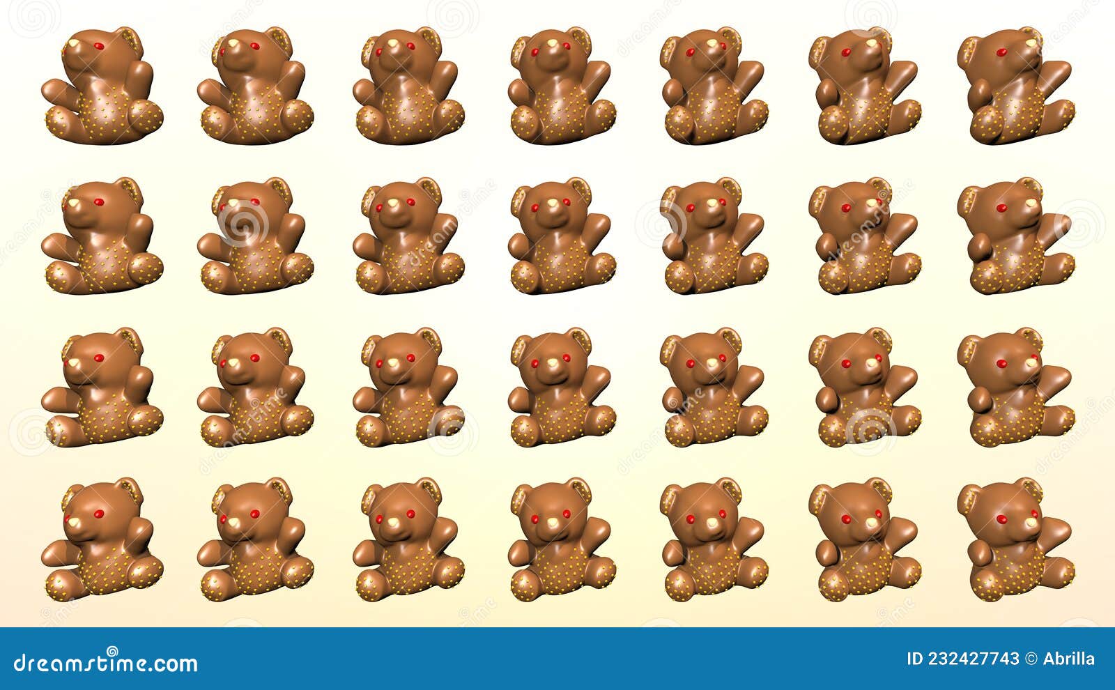 Animated Background of Festive Chocolate Bears. 3D Rendering Stock ...