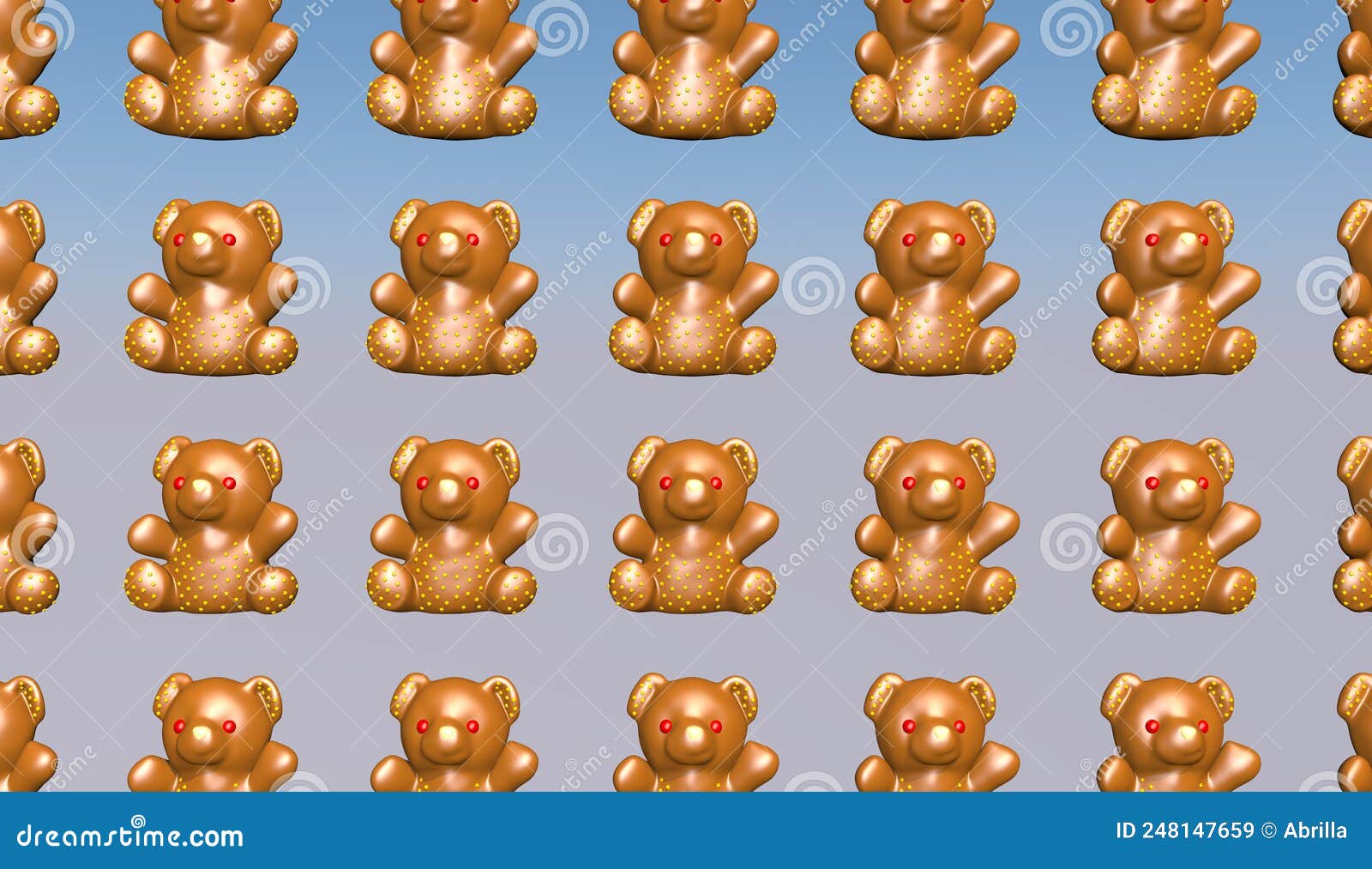 Animated Background of Festive Chocolate Bears. 3D Rendering Stock ...