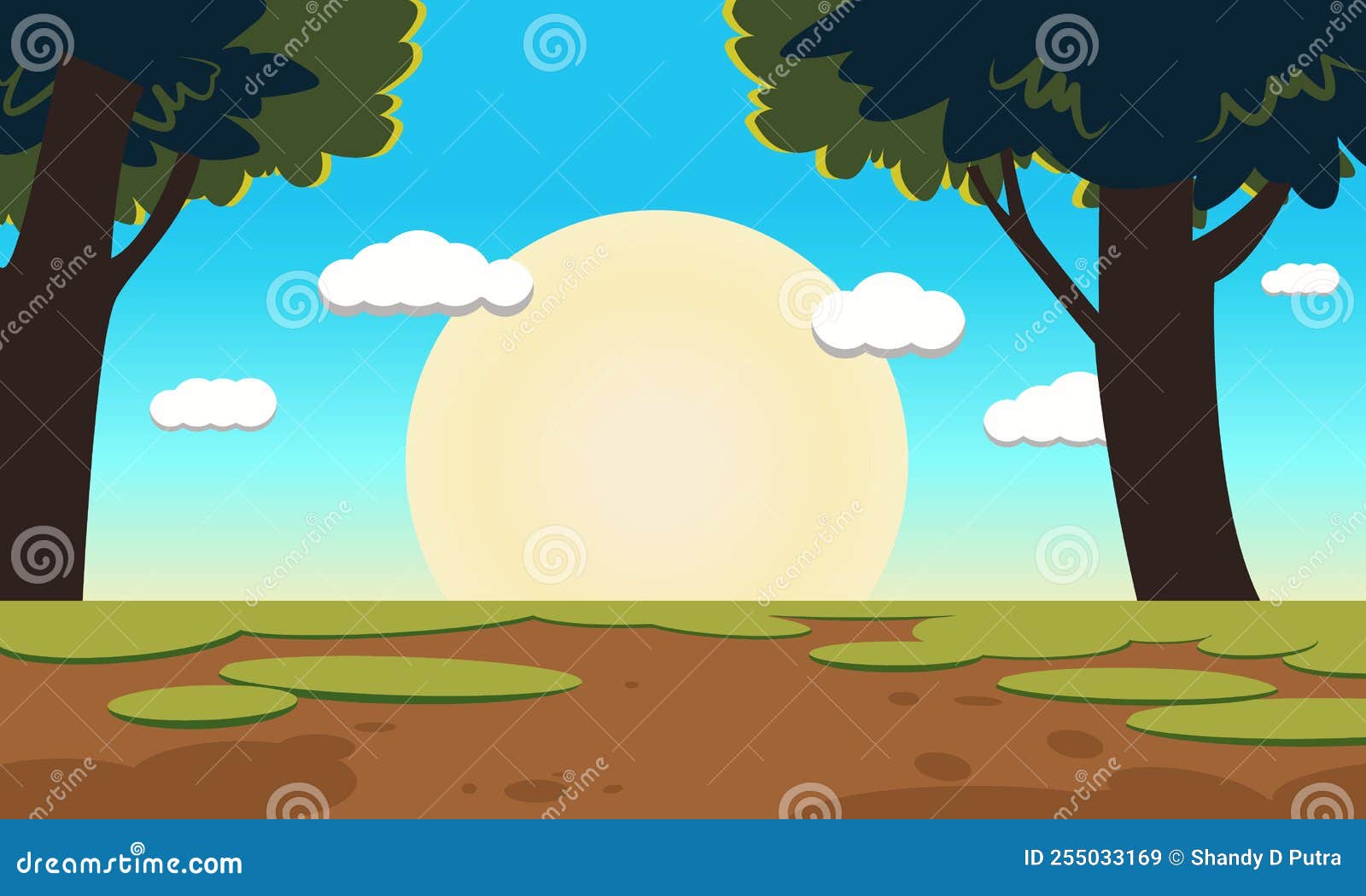 Animated Background. 2 Trees with Sun Clouds Stock Vector ...