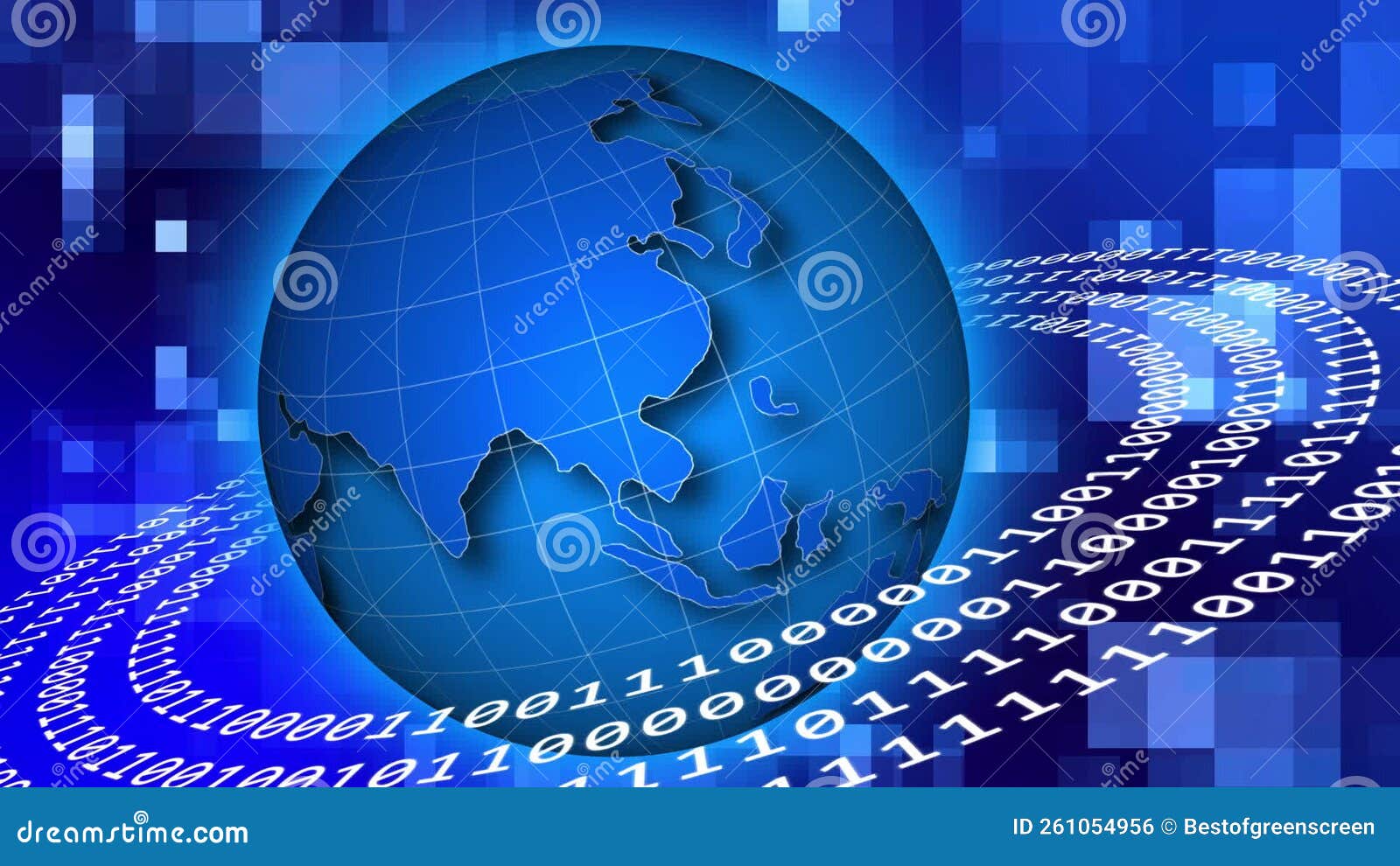Animated Binary Code Circles Around Earth on Abstract Background from ...