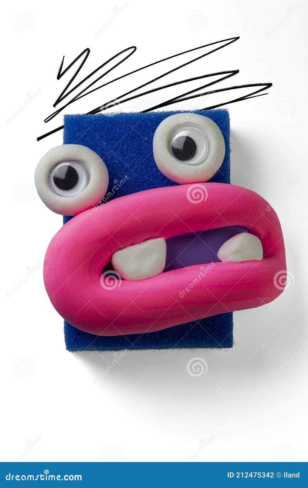 Animated Blue Sponge with Big Eyes and Big Lips by Soft Clay. Stock ...