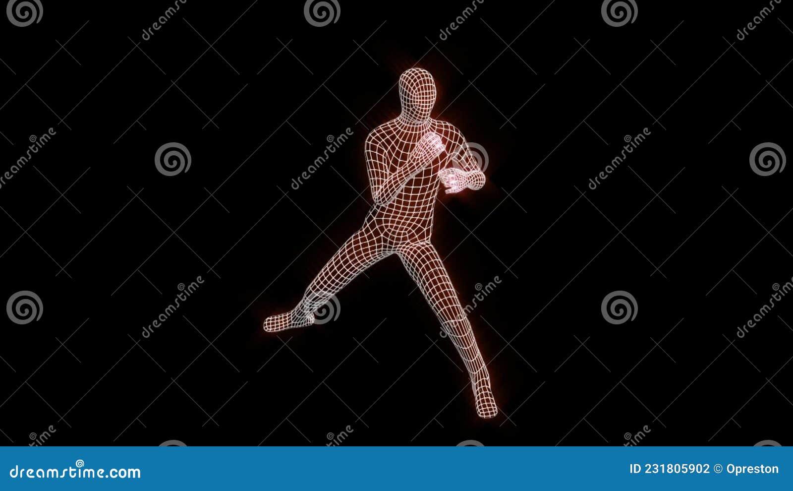 Animated boxer. Hook hit stock footage. Video of hologram - 231805902