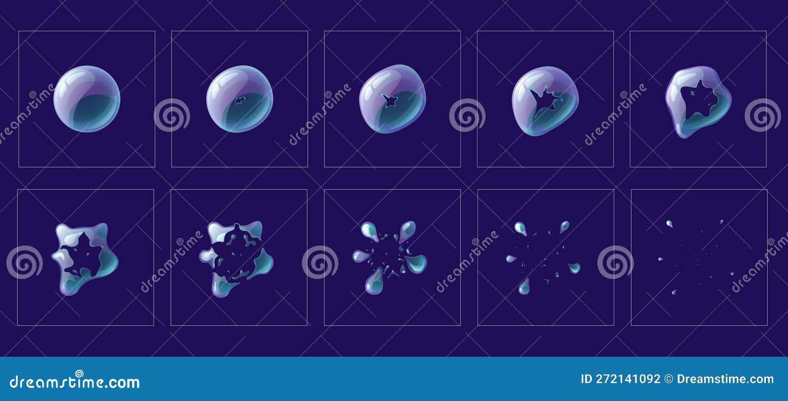 Animated Bubble Burst, Game Sprite Animation Stock Vector ...