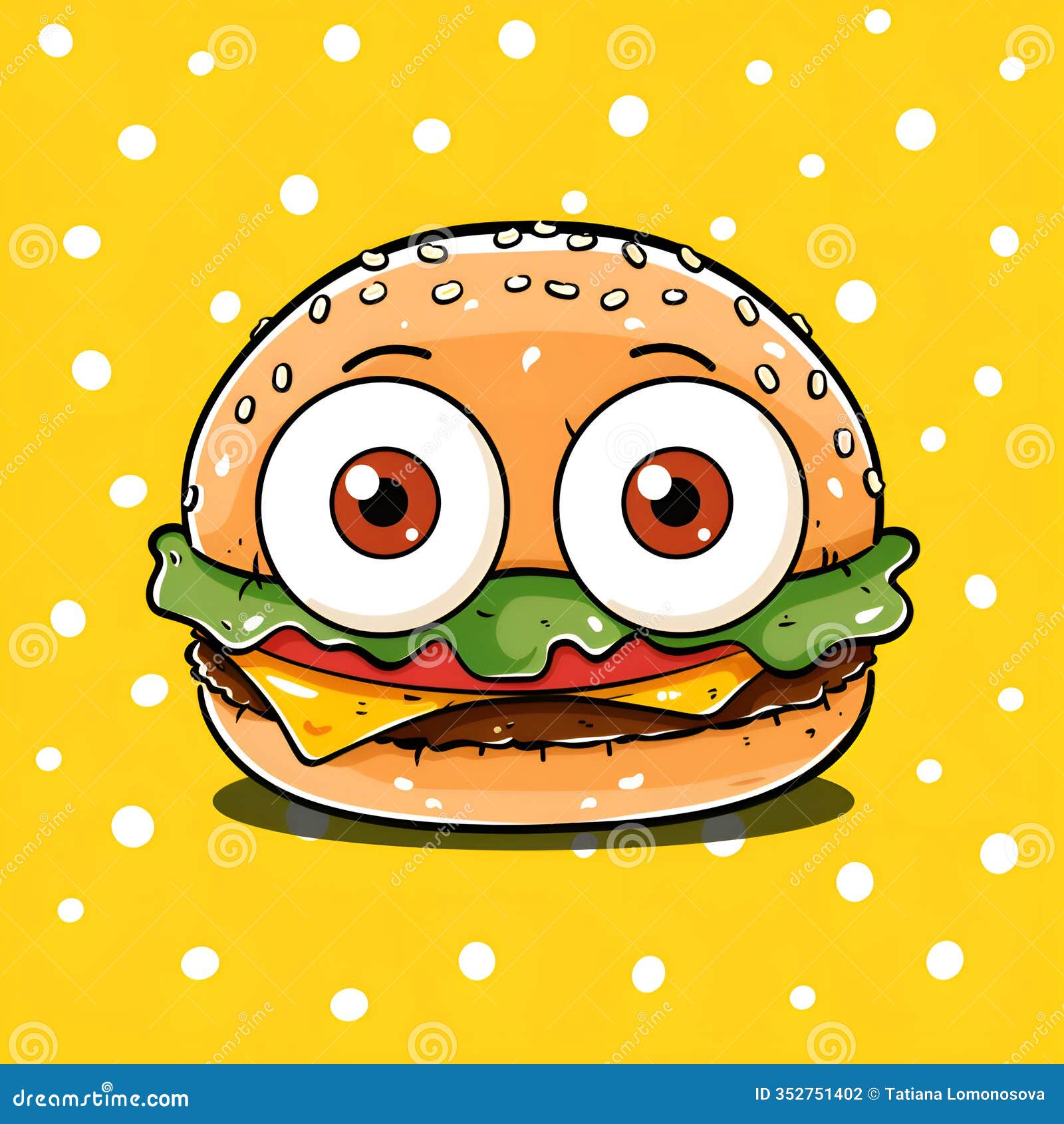 An Animated Burger with Eyes. Drawing, Picture, Advertisement Stock ...