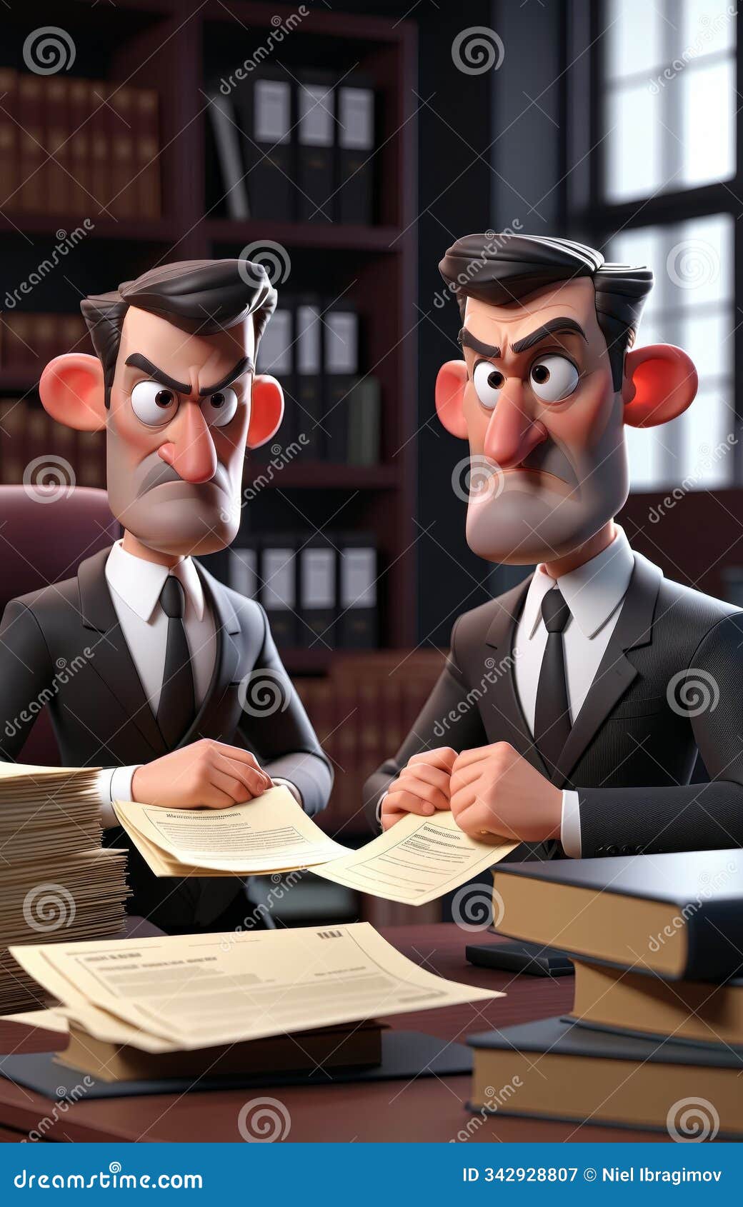 Animated Businessmen in Intense Office Negotiation Scene Stock Image ...