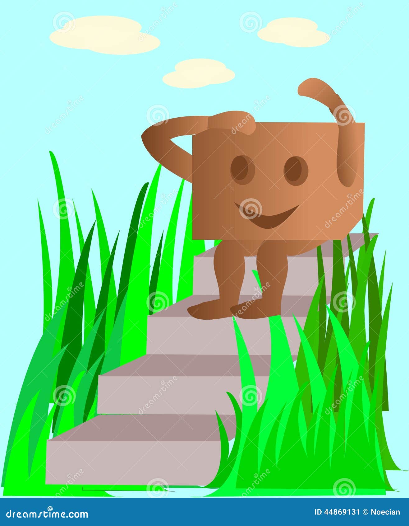 Animated Cardboard Box Sitting on a Step Stock Illustration ...