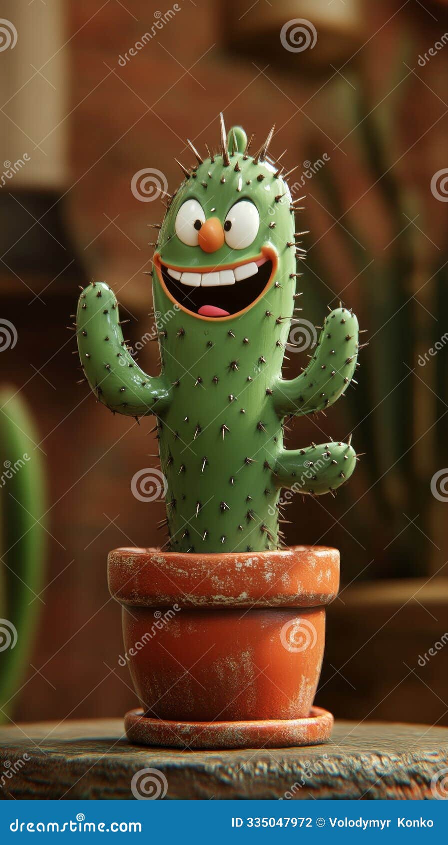Animated Cartoon Cactus in a Pot with a Humorous Expression Stock Photo ...