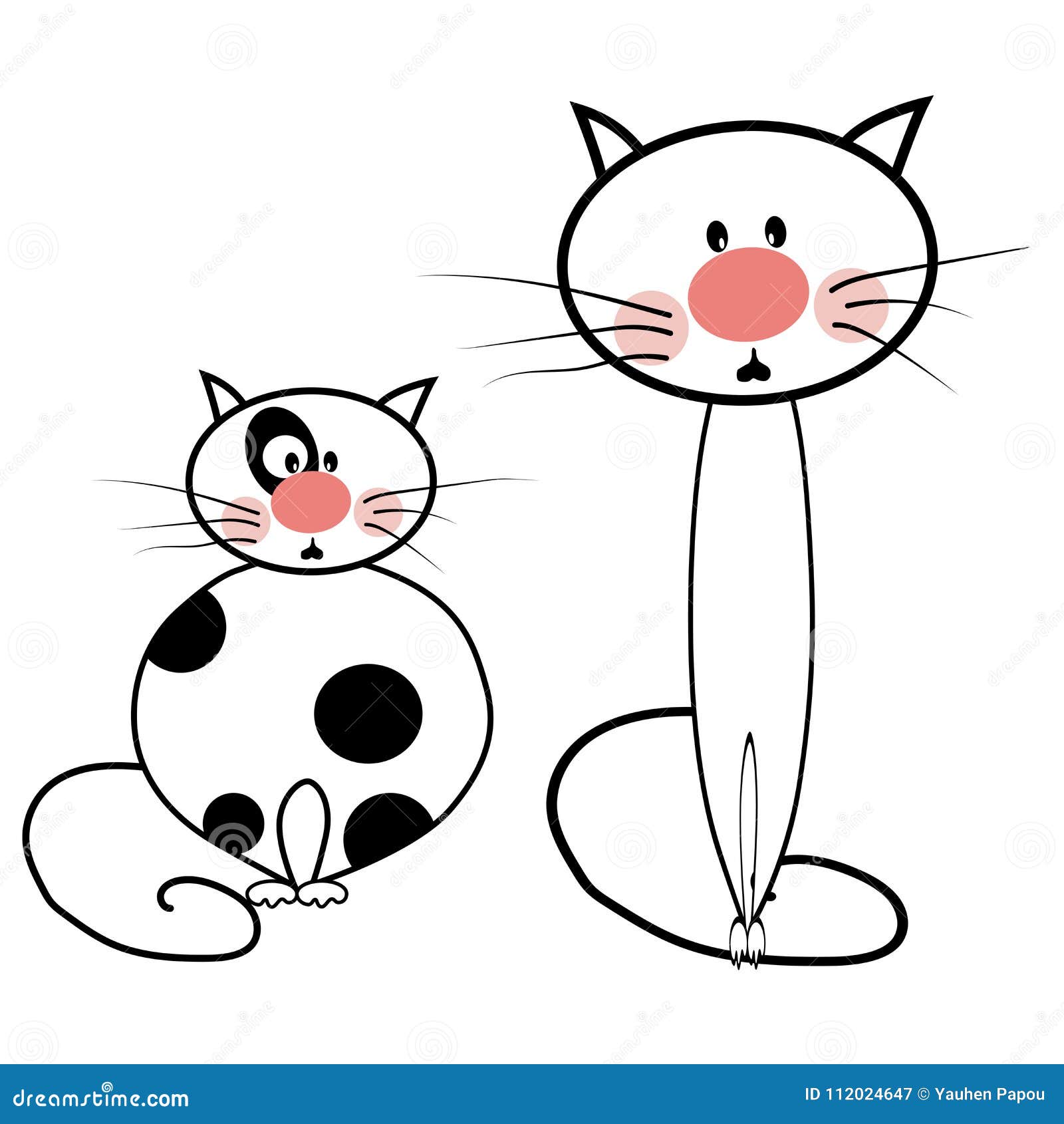 Animated Cats. Thick and Thin Stock Vector - Illustration of animal ...