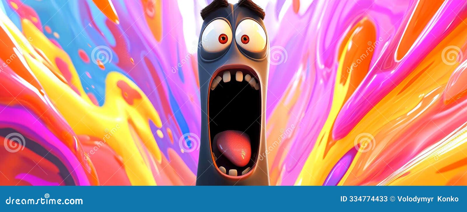 Animated Character Expressing Surprise with Vibrant Paint Splash ...