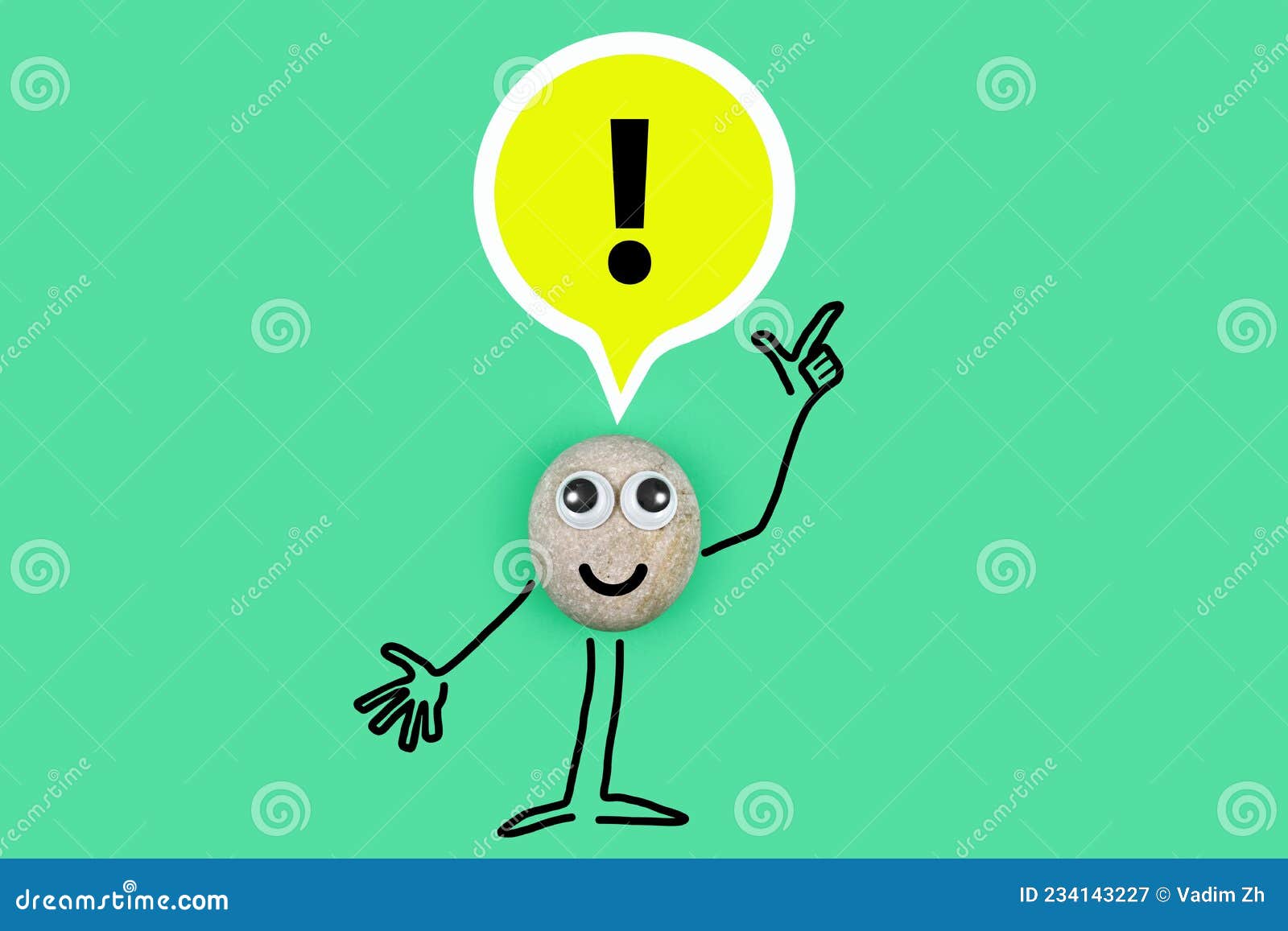 Animated Character From A Pebble With A Happy Face Thinking Through A ...