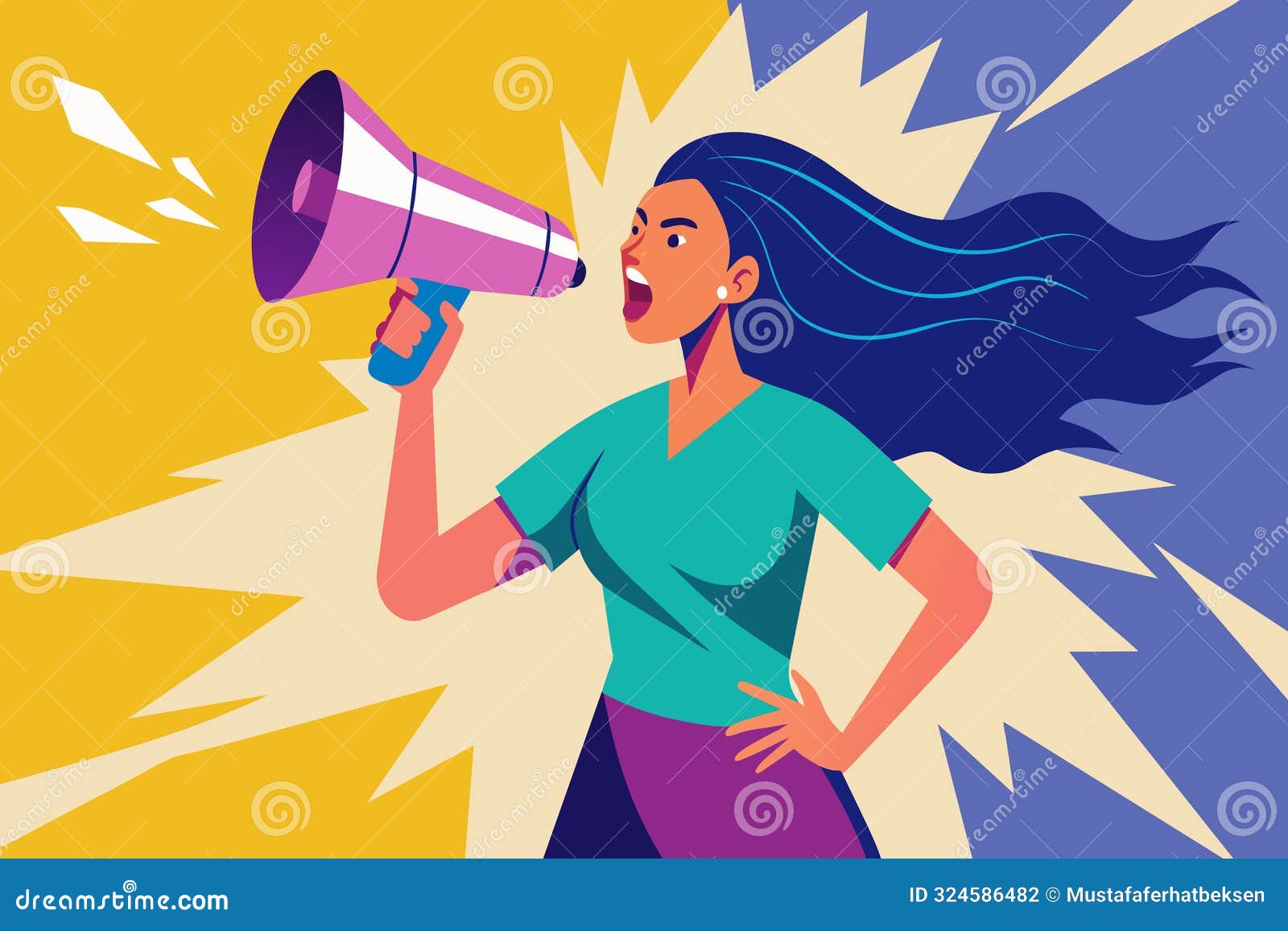 Animated Character Shouting through a Megaphone with Gusto Stock ...