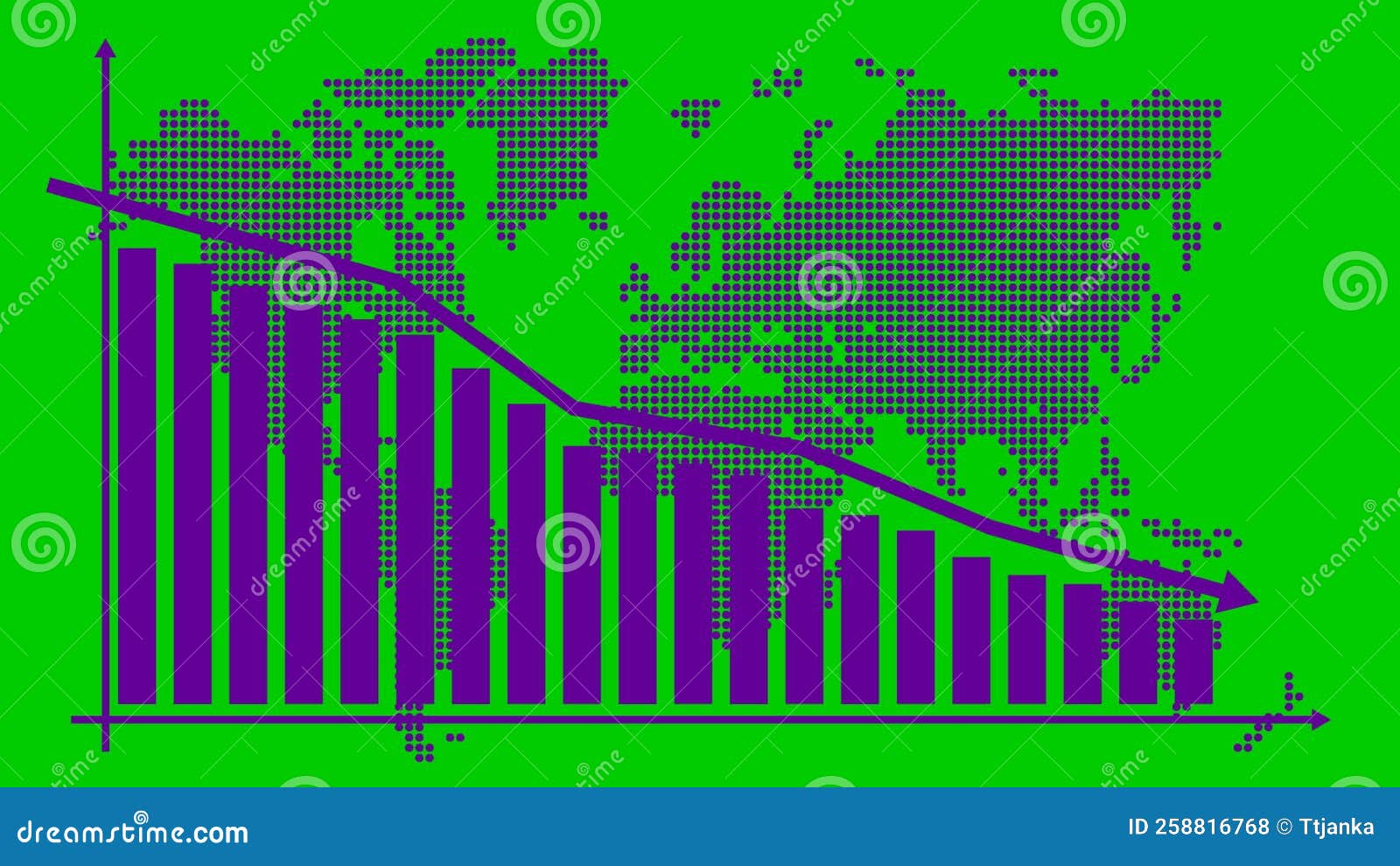Animated Chart of Financial Decline with a Trend Line Chart. Recession ...