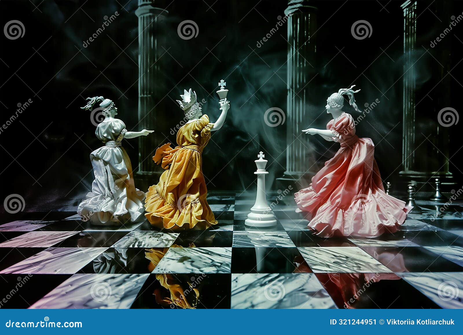Animated Chess Pieces on a Chessboard, Chess Stock Illustration ...