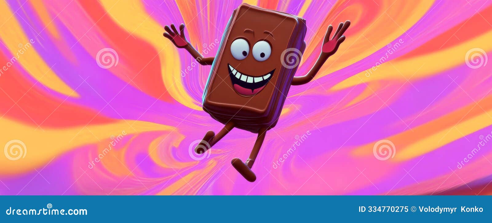 Animated Chocolate Bar Character with Colorful Background Stock Image ...
