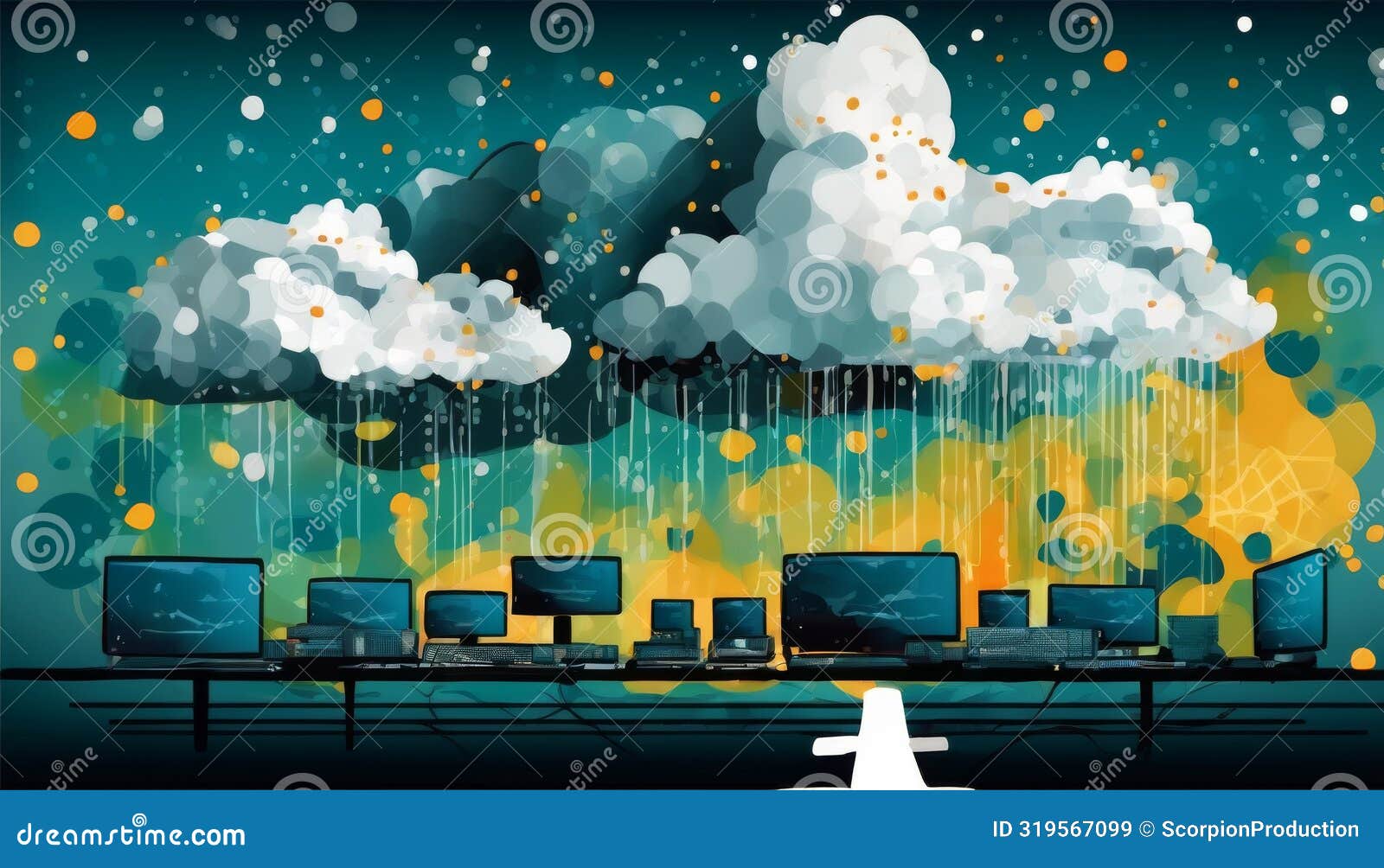 Animated Cybersecurity Expert At Work In A Modern Data Center Royalty ...