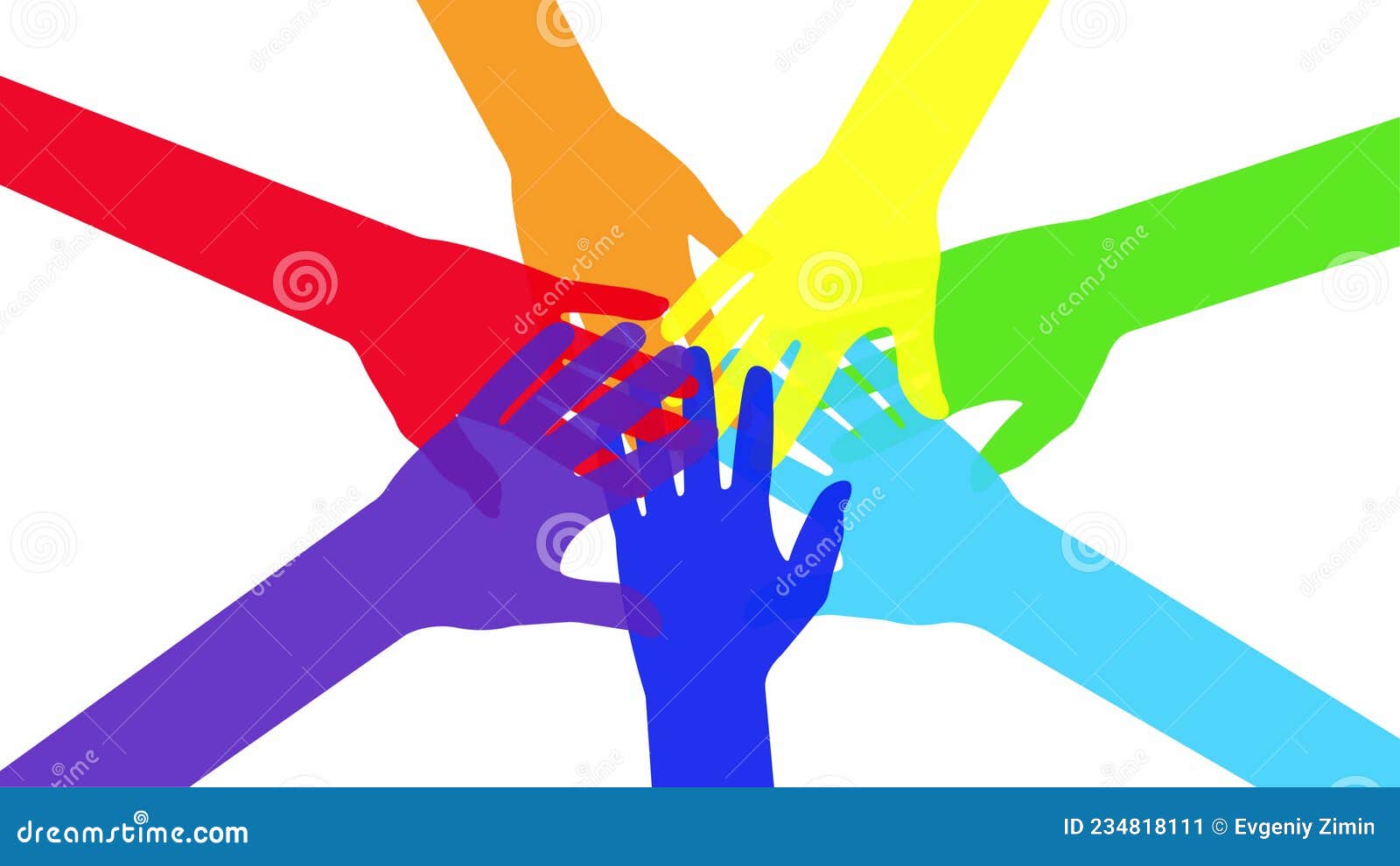 Animated Colorful Diverse Hands Putting Together Stock Video - Video of ...