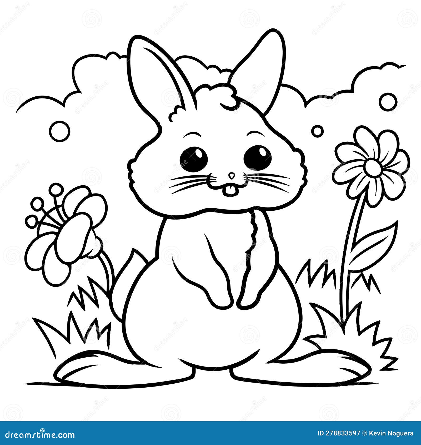Rabbit Cartoon Coloring Page Vector Stock Vector - Illustration of ...