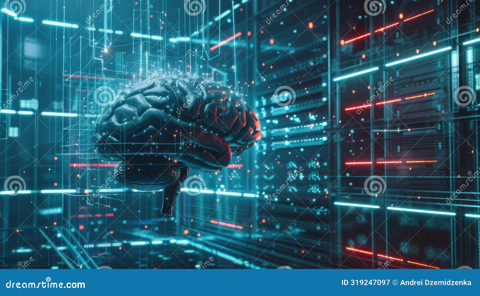 Animated Concept of a Superhuman or a Big Artificial Brain with ...