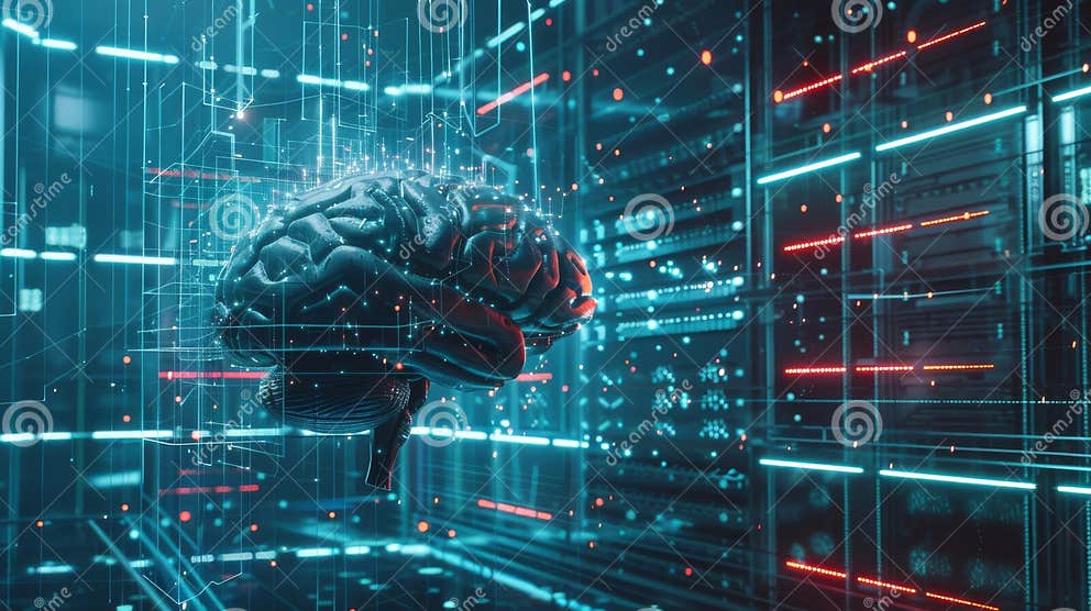 Animated Concept of a Superhuman or a Big Artificial Brain with ...