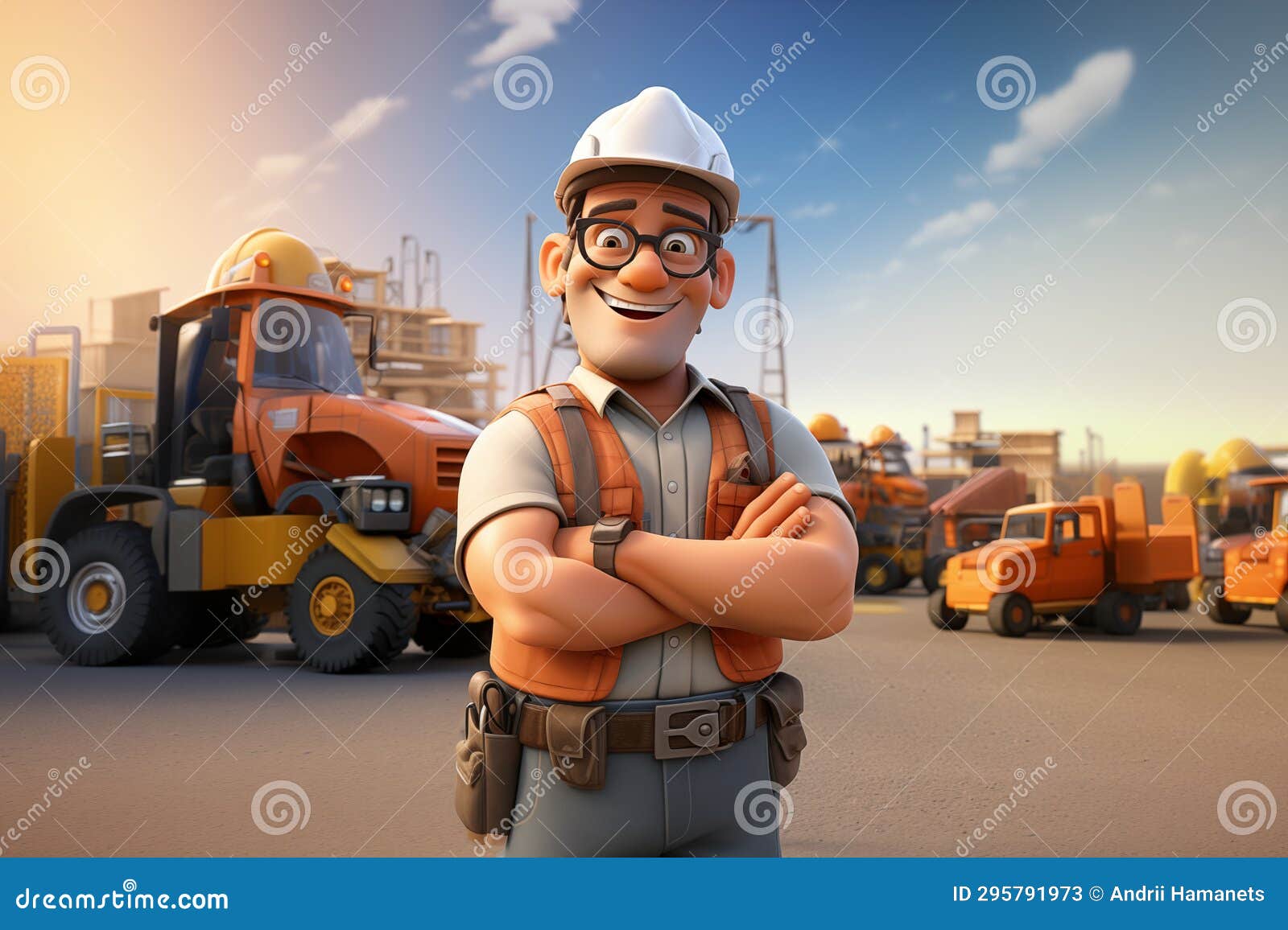 Animated Construction Worker at a Job Site Stock Illustration ...