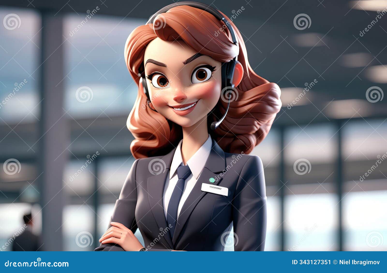 Animated Customer Support Professional in Modern Office Setting Stock ...