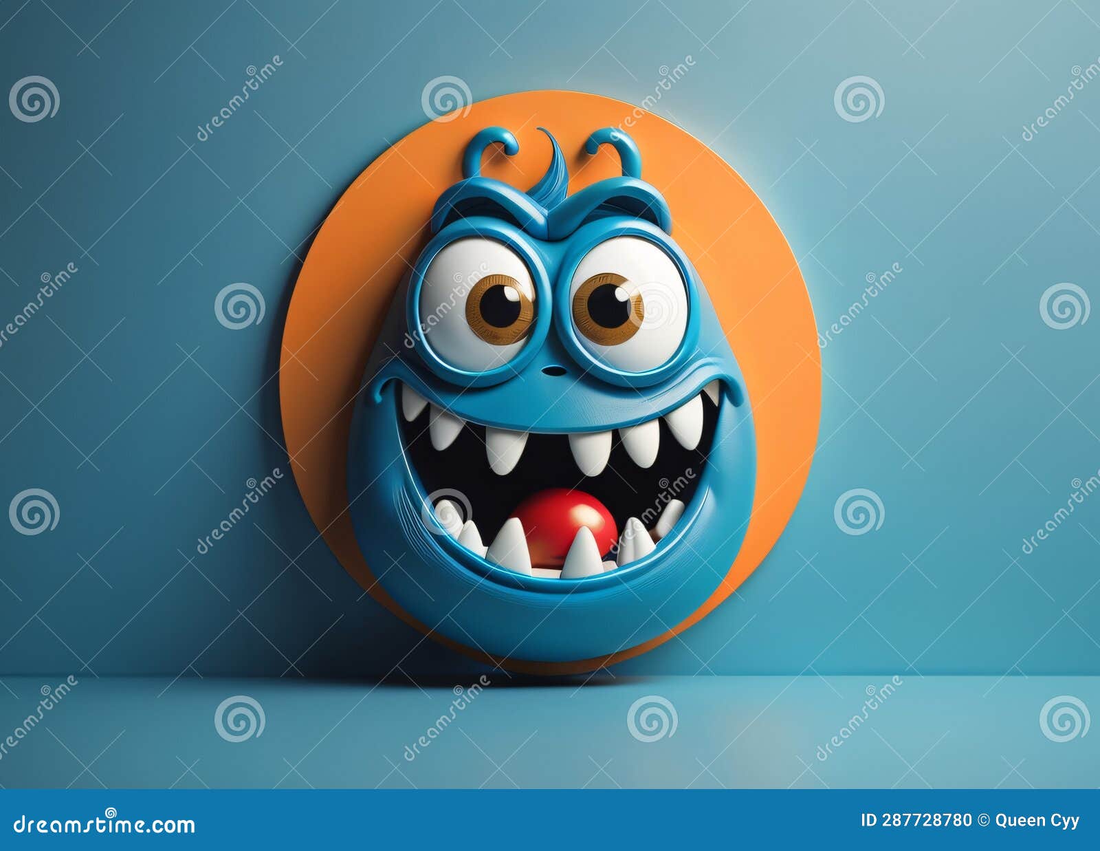 Animated 3D Blue Monster Face Stock Illustration - Illustration of ...