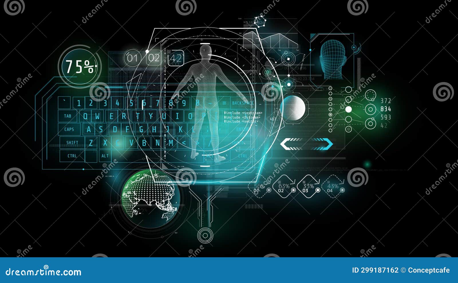 Animated Data Set about the Man Stock Footage - Video of virtual ...