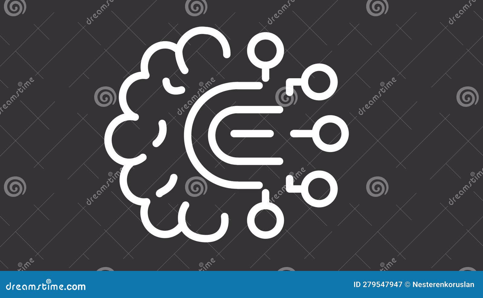 Animated Digital Brain White Icon Stock Video - Video of future, line ...