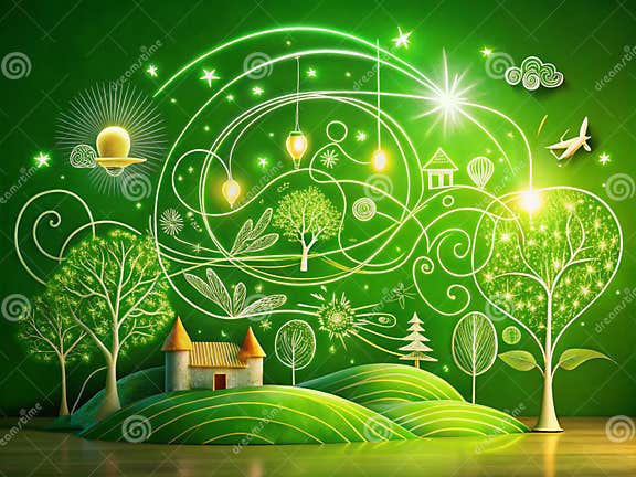 Animated Doodle Elements in Double Exposure Style Green Screen Graphics ...