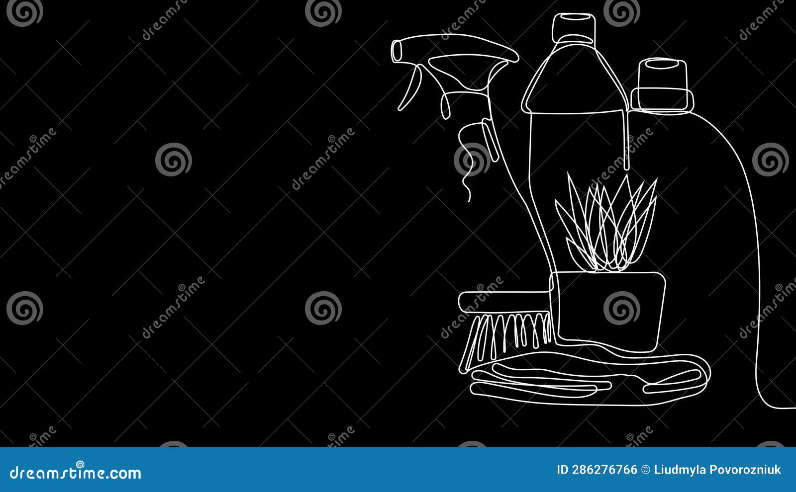 Animated Drawing of Continuous Line Draw of Set Bottles of Cleaning ...