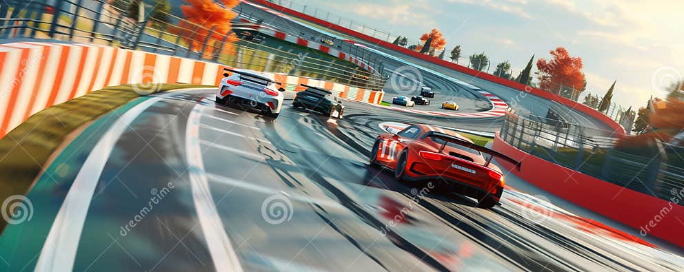 Animated Drivers Navigating Sharp Turns on a Racetrack Stock ...