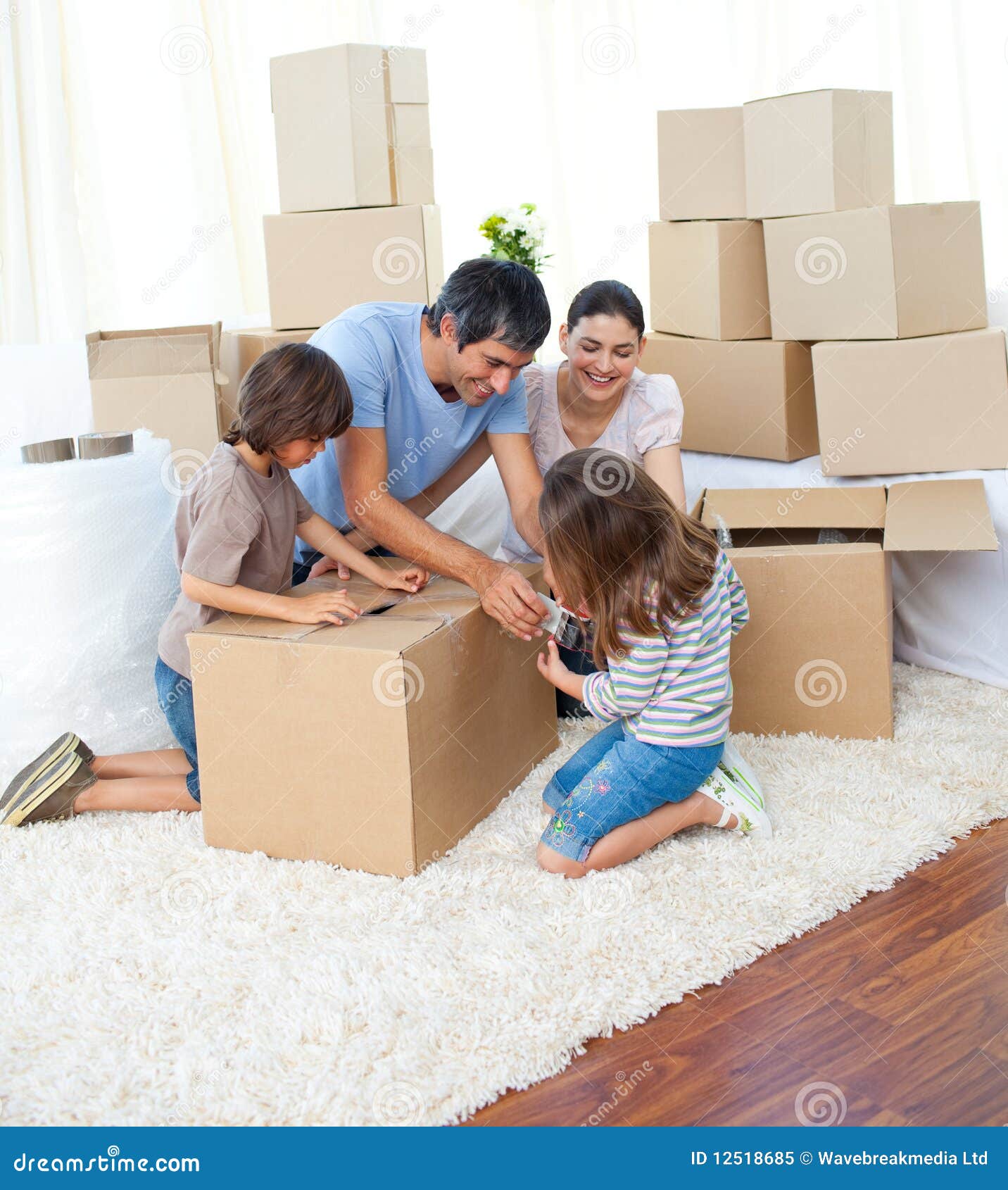 Animated Family Packing Boxes Royalty-Free Stock Photo | CartoonDealer ...