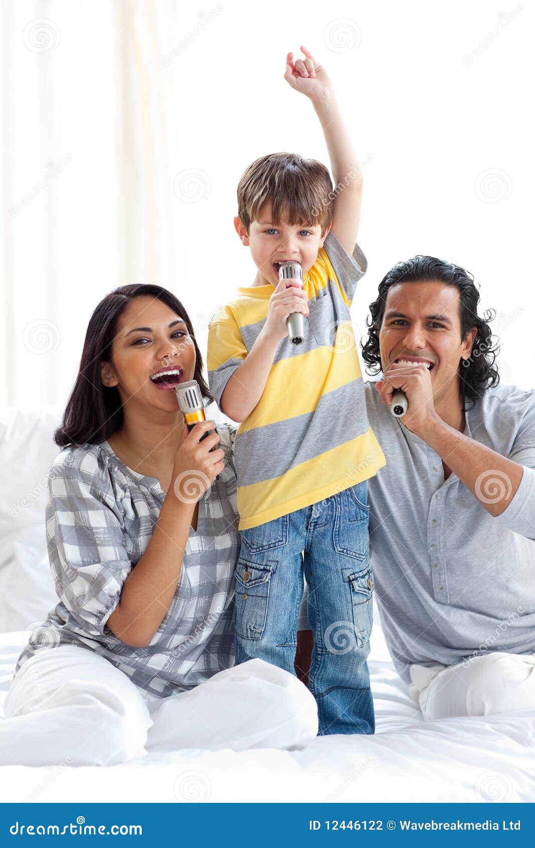 Animated Family Singing with Microphones Stock Photo - Image of ...