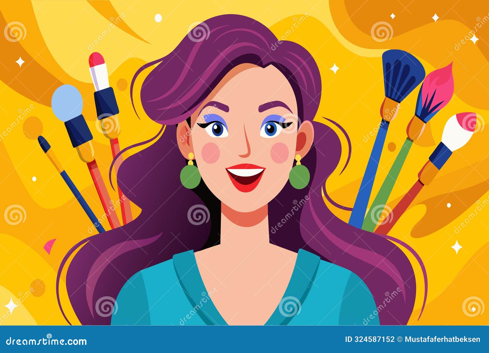 Animated Female Construction Worker Character In Safety Gear Pointing ...