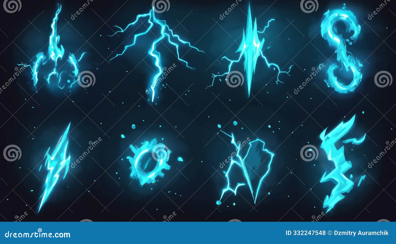 Animated Frames of Lightning Bolts, Magic Electricity Hit and ...