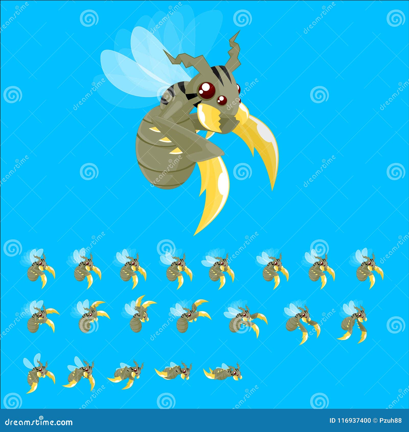 Animated Giant Bee Character Sprites Stock Vector - Illustration of ... Animated Giant Bee Character Sprites Stock Vector - Illustration of ...