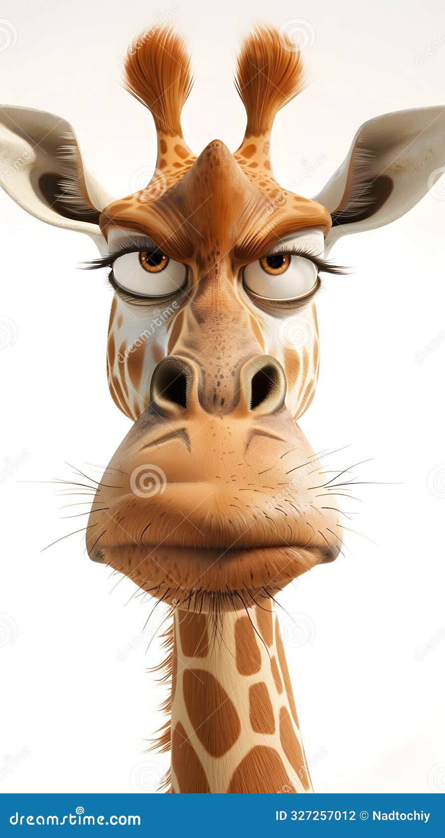 Animated Giraffe with Pouting Expression, Front View Stock Photo ...