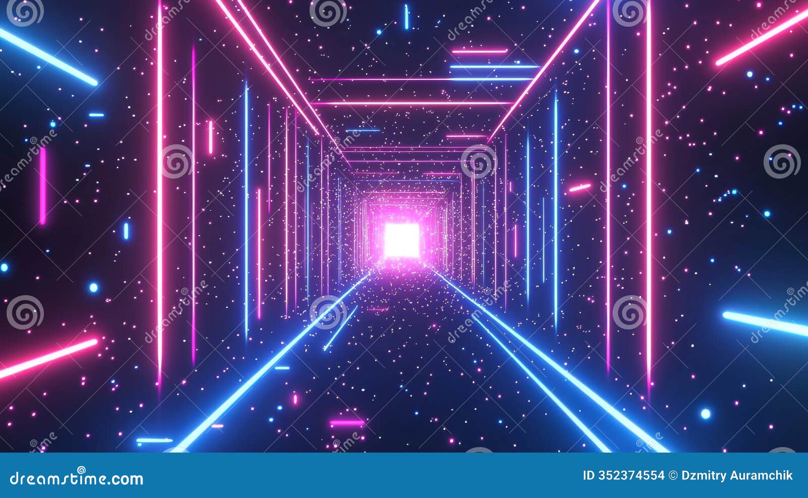 An Animated, Glowing Neon Rectangle Border Frame with an Abstract ...