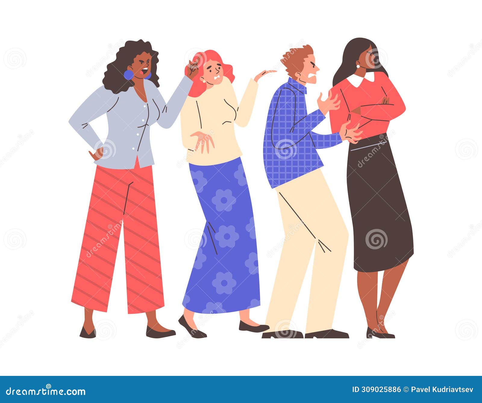 Animated Group Discussion Vector Illustration Stock Vector ...