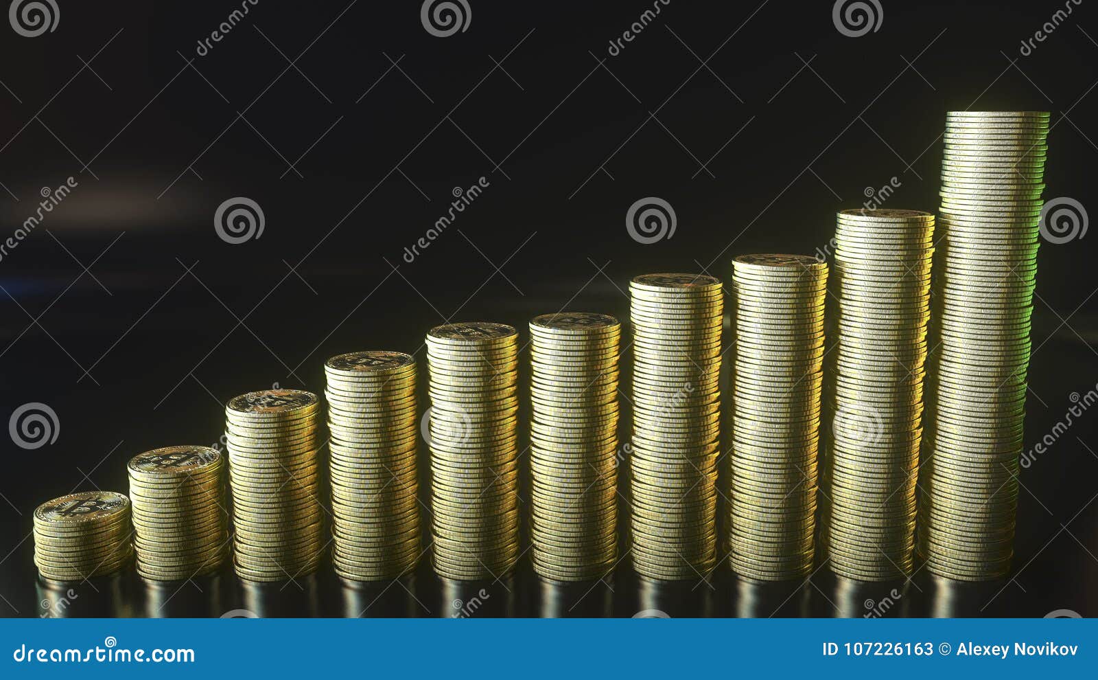 Animated Growing Bar Chart Made of Bitcoin Tokens. Cryptocurrency ...