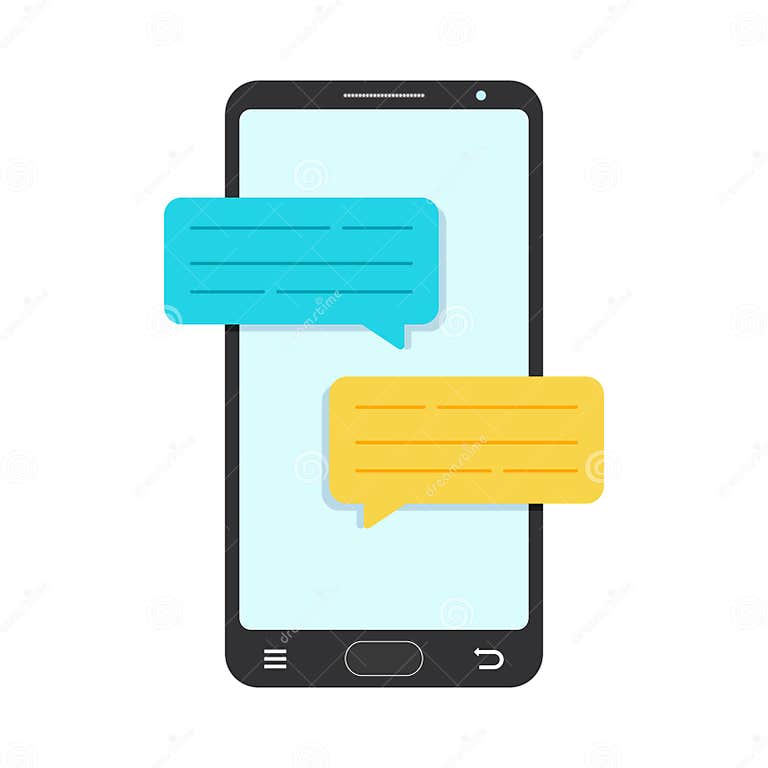 Smartphone with Chat Messages Notification on Screen Handphone Icon ...