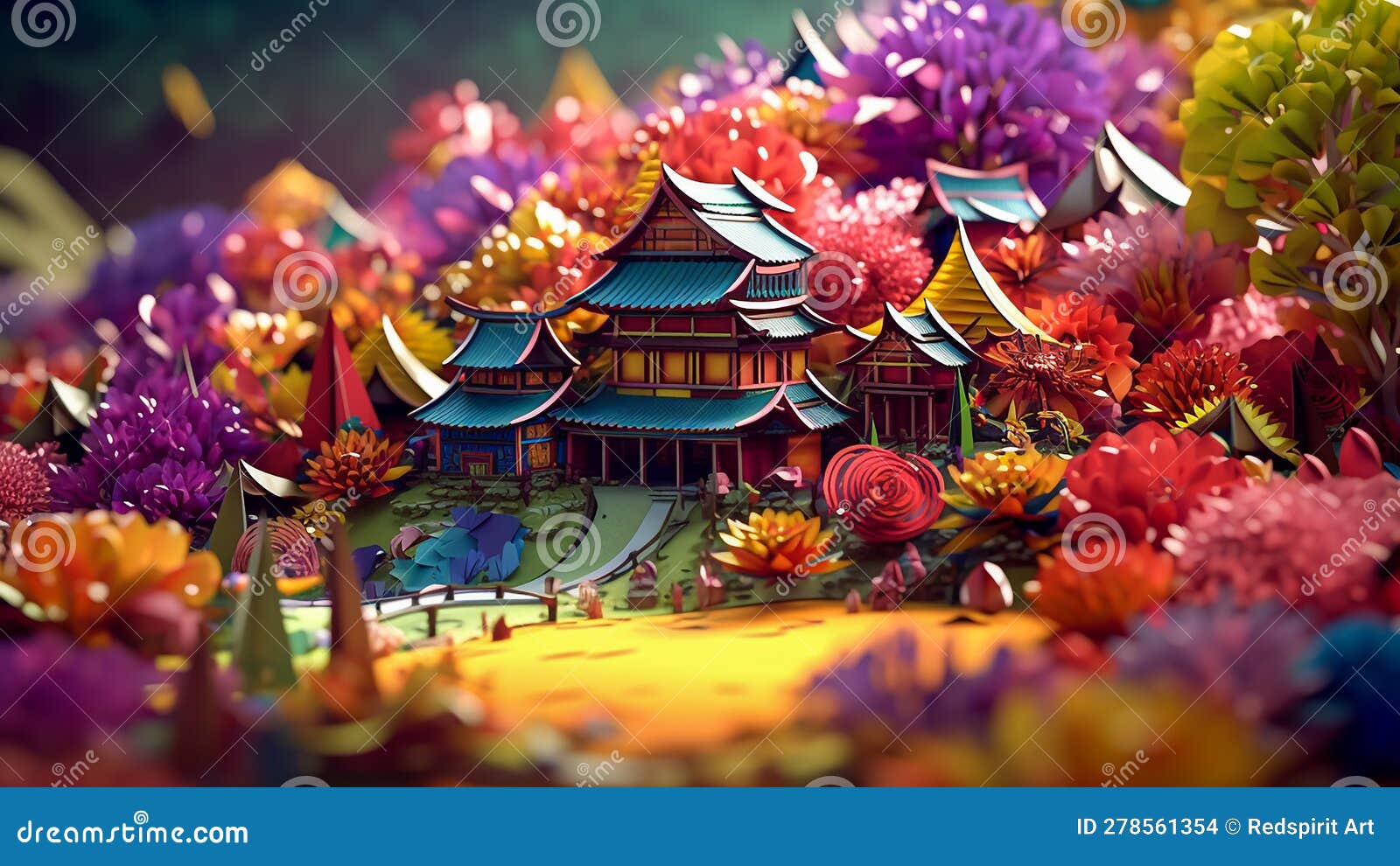 Animated HD Asian Style 3D Design Desktop Image, Generative AI Stock ...