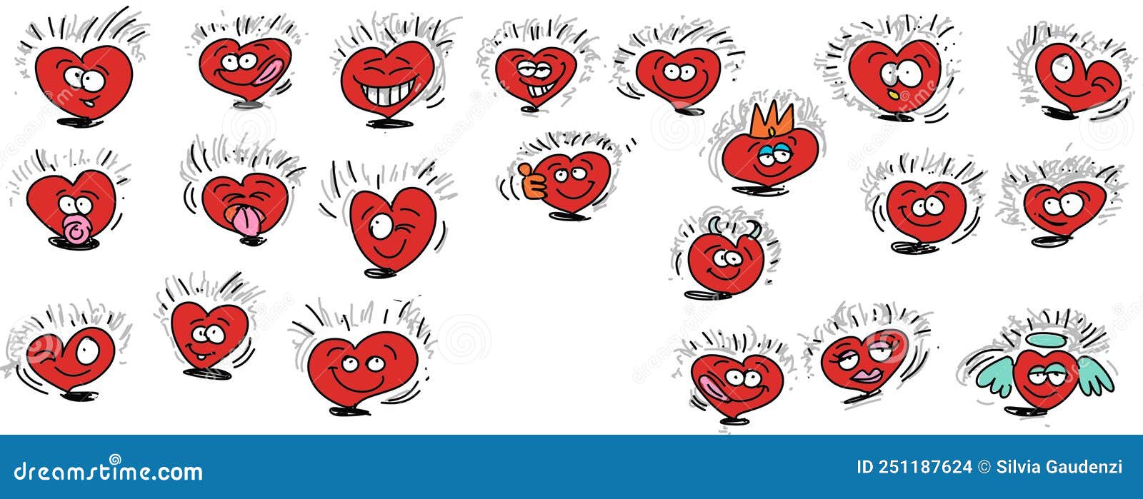 Animated Heart Icons Banner Format Stock Illustration - Illustration of ...