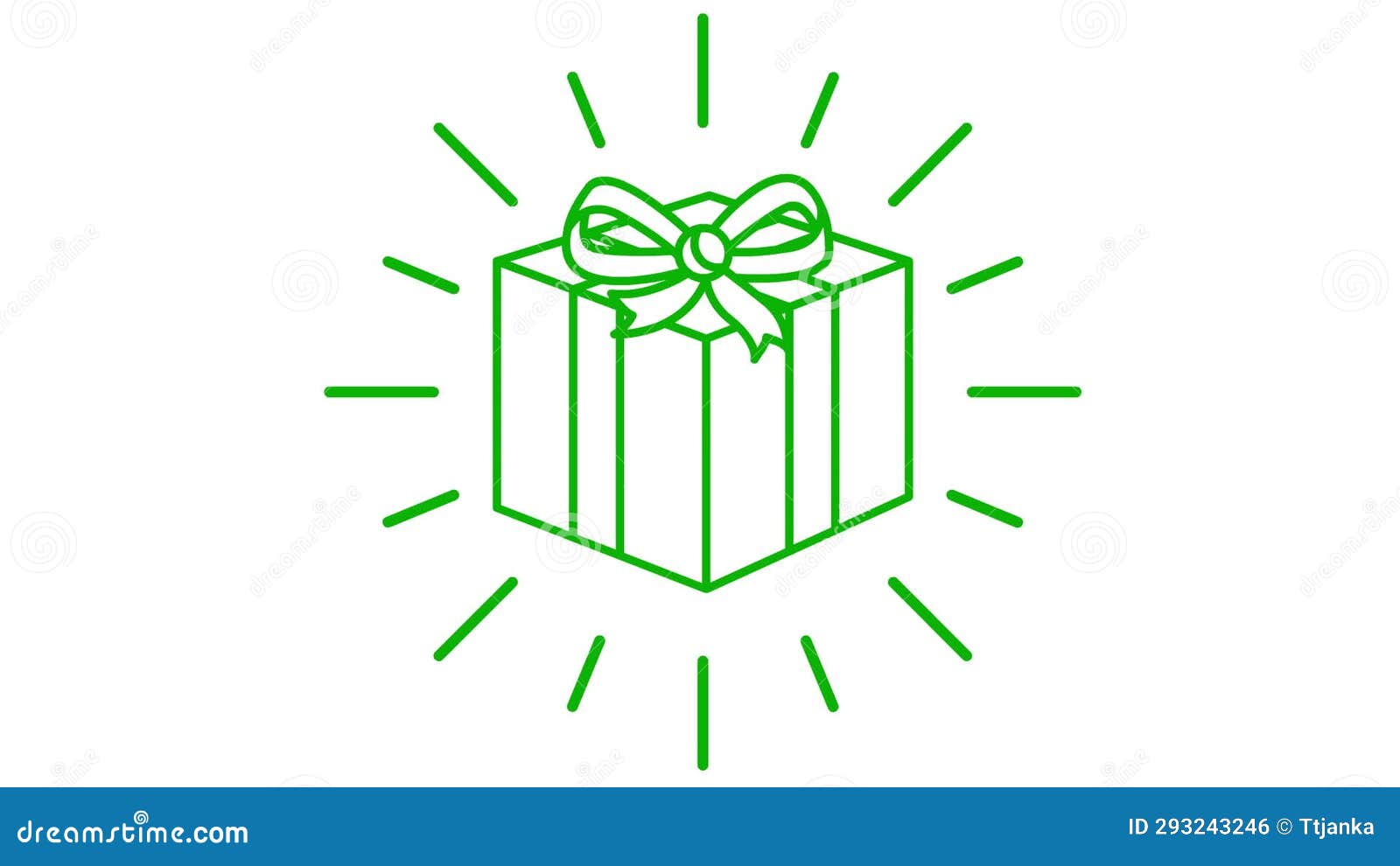 Animated Icon of Green Gift with Rays Around. Symbol of Present Stock ...