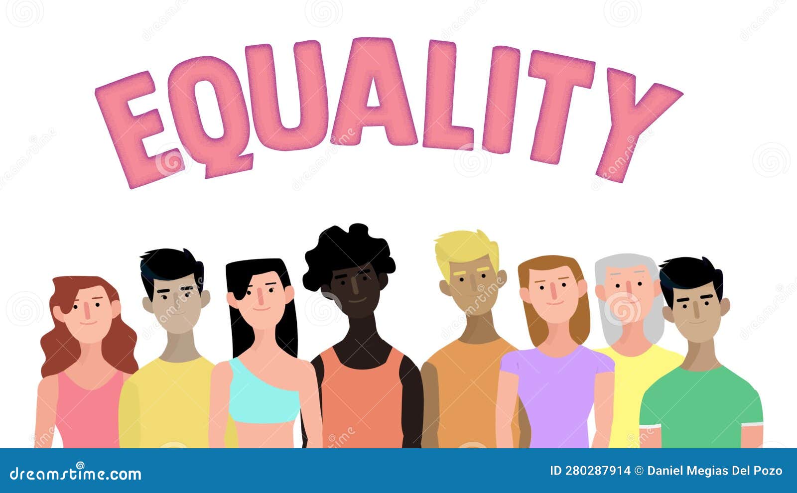 Animated Illustration of Multiethnic People with the Word Equality ...