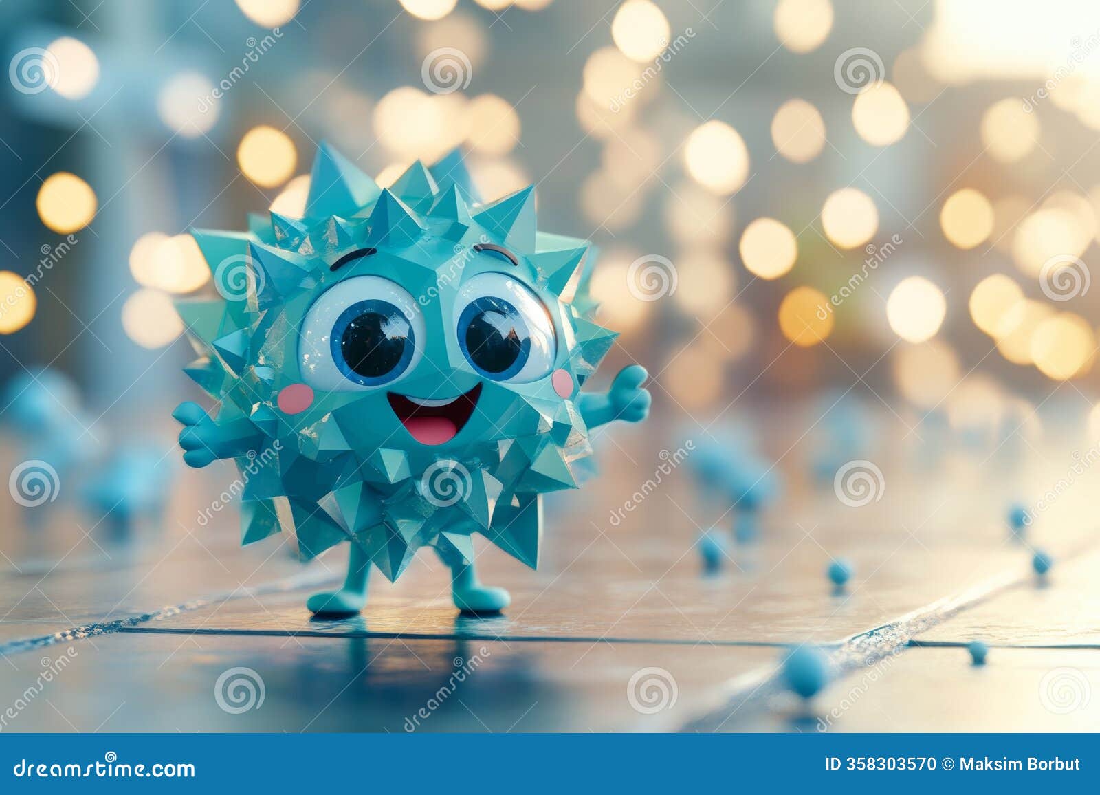 Animated Illustration of a Sad Green Virus Character Stock Photo ...
